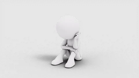 3D Man Depressed in a loop with transpar... | Stock Video | Pond5