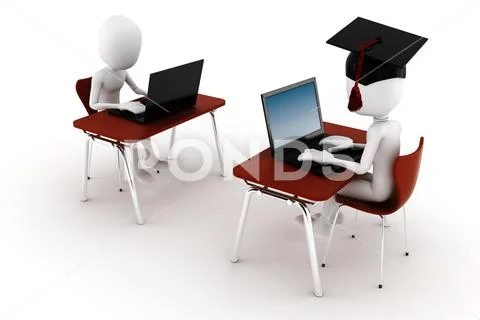 3d man e-learningm isolated on white background: Royalty Free #131924894