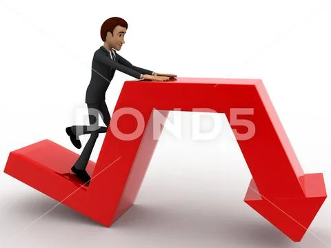3d man on falling red arrow concept 3d man on falling red arrow concept ...