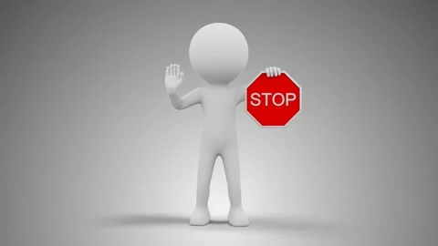 3D Man Holding Stop Sign in a Loop | Stock Video | Pond5