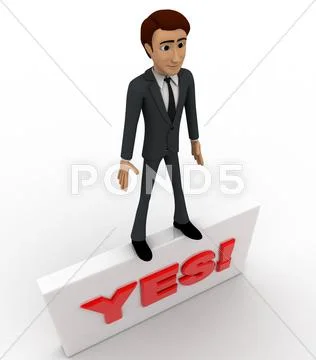 3d man holding yes sign board concept ~ Clip Art #52324279