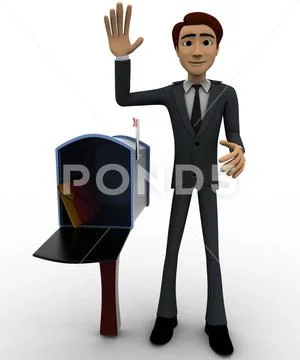 3d man with post box concept 3d man with post box concept on white ...