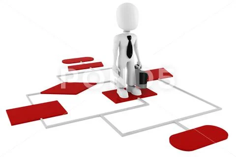 3d man on a red diagram chart: Royalty Free #131925558