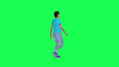 3d man walking back angle isolated green... | Stock Video | Pond5