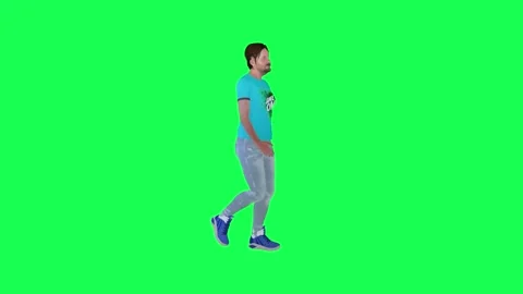 3d man walking left angle isolated green... | Stock Video | Pond5