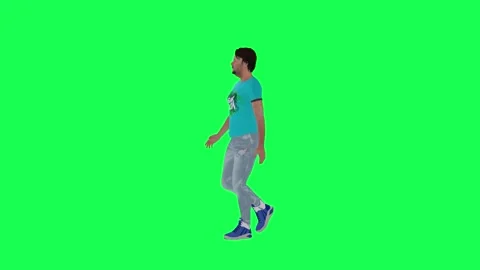 3d man walking right angle isolated gree... | Stock Video | Pond5