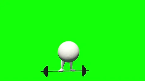 3d man weight lifting CG green screen | Stock Video | Pond5