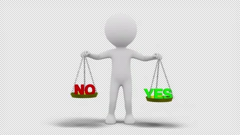 3D Man with Yes or No Scale with transpa... | Stock Video | Pond5
