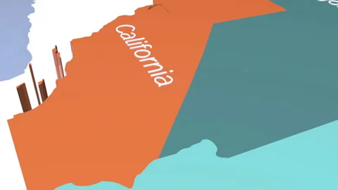 3D California Map Stock Video Footage | Royalty Free 3D California Map ...