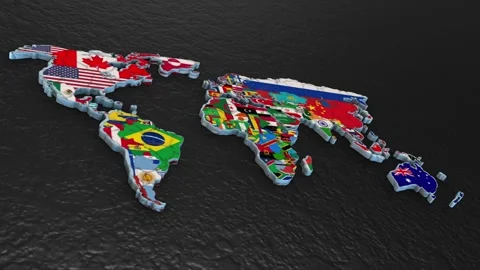 3D Map of Countries in the World. Flag M... | Stock Video | Pond5