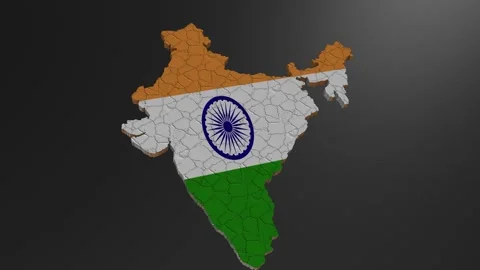 3D map of India. India map in 3D. 3D ren... | Stock Video | Pond5