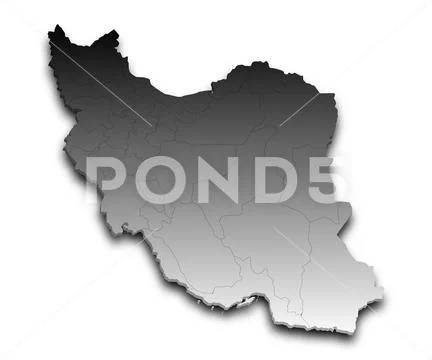 3d Map of Iran country with color. middle East, ir, Iran country map ...