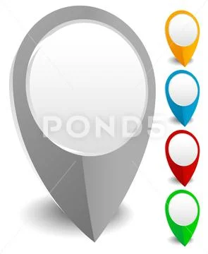 3d map marker, map pin set in multiply colors ~ Clip Art #98350427