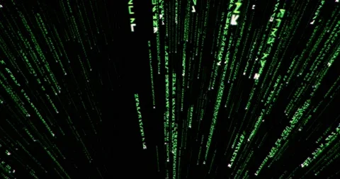 3d matrix effect animation with green ra... | Stock Video | Pond5