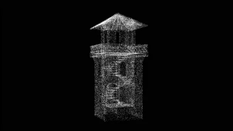 3D medieval observation tower rotates on... | Stock Video | Pond5