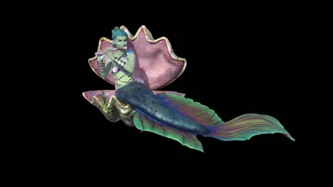 3D model beautiful mermaid plays the pip... | Stock Video | Pond5