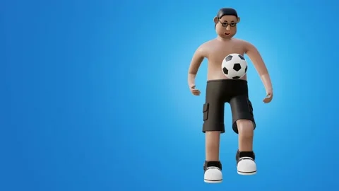 3D model of character bouncing football ... | Stock Video | Pond5