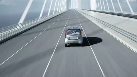 3d model of electric car on the bridge, ... | Stock Video | Pond5