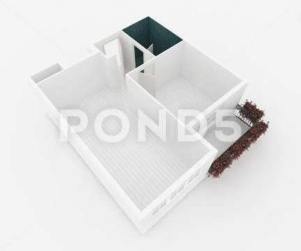 3d model of empty home apartment, floor plan: Royalty Free #82913118