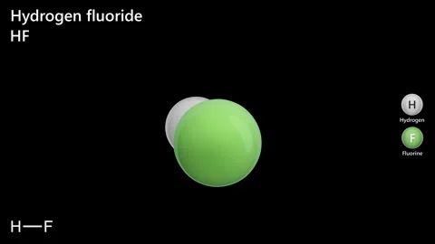 3D model of hydrogen fluoride (HF). blac... | Stock Video | Pond5