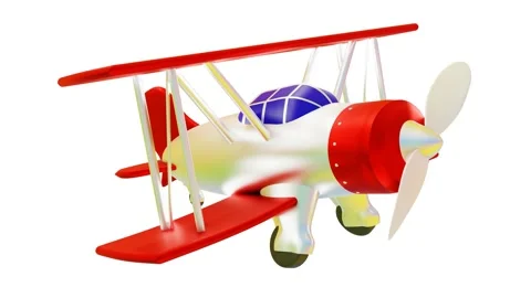 3D model of a toy biplane with a rotatin... | Stock Video | Pond5
