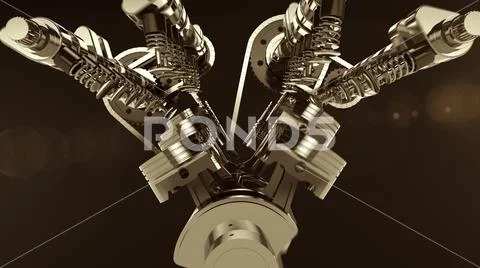 3D model of a working V8 engine with lens flare.: Royalty Free #87778470