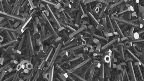 3d Moving metal screws bolts and nuts. I... | Stock Video | Pond5