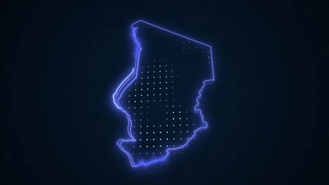 3D Moving Neon Blue Chad Map Borders Out... | Stock Video | Pond5