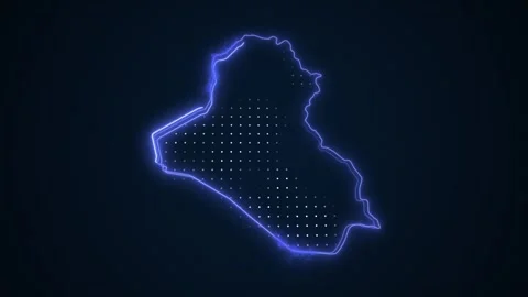 3D Moving Neon Blue Iraq Map Borders Out... | Stock Video | Pond5