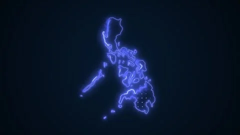3D Moving Neon Blue Philippines Map Bord... | Stock Video | Pond5