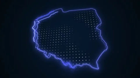 3D Moving Neon Blue Poland Map Borders O... | Stock Video | Pond5