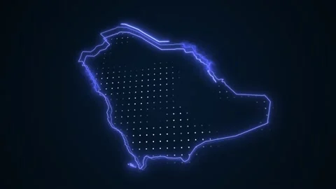 3D Moving Neon Blue Saudi Arabia Map Bor... | Stock Video | Pond5