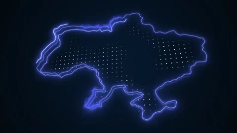 3D Moving Neon Blue Ukraine Map Borders ... | Stock Video | Pond5