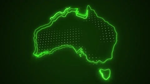 3D Moving Neon Green Australia Map Borde... | Stock Video | Pond5