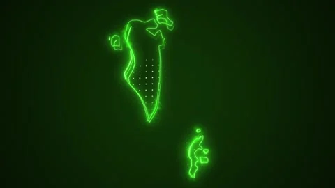 3D Moving Neon Green Bahrain Map Borders... | Stock Video | Pond5