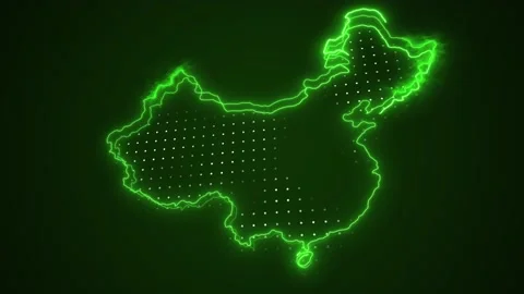 3D Moving Neon Green China Map Borders O... | Stock Video | Pond5