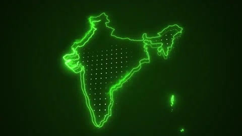 3D Moving Neon Green India Map Borders O... | Stock Video | Pond5