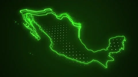 3D Moving Neon Green Mexico Map Borders ... | Stock Video | Pond5