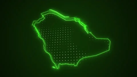3D Moving Neon Green Saudi Arabia Map Bo... | Stock Video | Pond5
