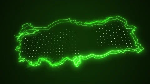 3D Moving Neon Green Turkey Map Borders ... | Stock Video | Pond5