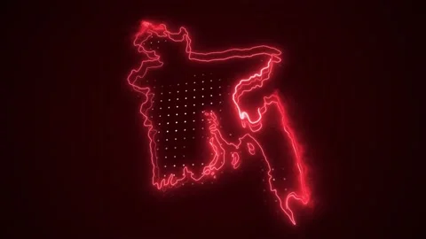 3D Moving Neon Red Bangladesh Map Border... | Stock Video | Pond5