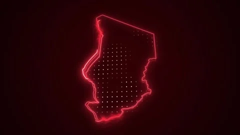 3D Moving Neon Red Chad Map Borders Outl... | Stock Video | Pond5