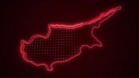 3D Moving Neon Red Cyprus Map Borders Ou... | Stock Video | Pond5