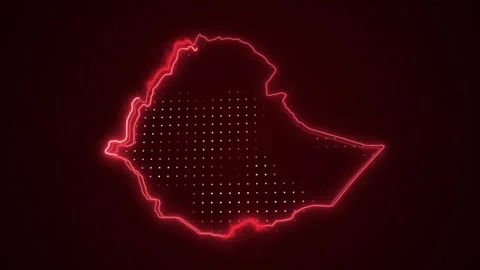 3D Moving Neon Red Ethiopia Map Borders ... | Stock Video | Pond5