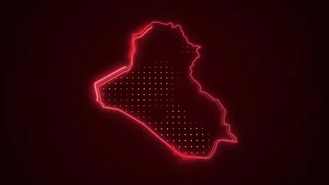 3D Moving Neon Red Iraq Map Borders Outl... | Stock Video | Pond5
