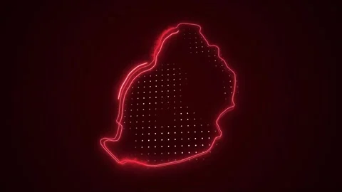 3D Moving Neon Red Mauritius Map Borders... | Stock Video | Pond5