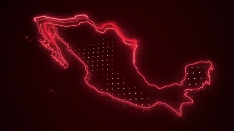 3D Moving Neon Red Mexico Map Borders Ou... | Stock Video | Pond5