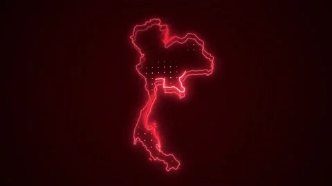 3D Moving Neon Red Thailand Map Borders ... | Stock Video | Pond5