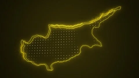 3D Moving Neon Yellow Cyprus Map Borders... | Stock Video | Pond5