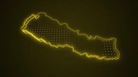 3D Moving Neon Yellow Nepal Map Borders ... | Stock Video | Pond5